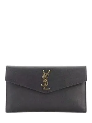 Saint Laurent Uptown Pouch Leather Clutch Bag - Black