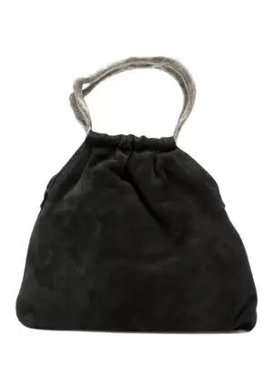 AUTENTICA 504 AUTENTICA 504 Small Delia Sculptural-Handle Suede Pouch