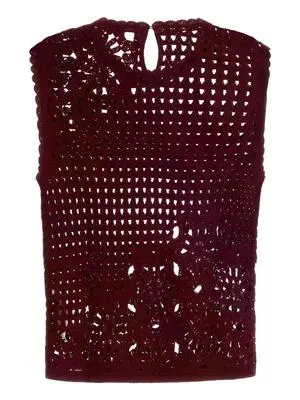 FRAME Postcard Crochet-knit Tank Top - Red