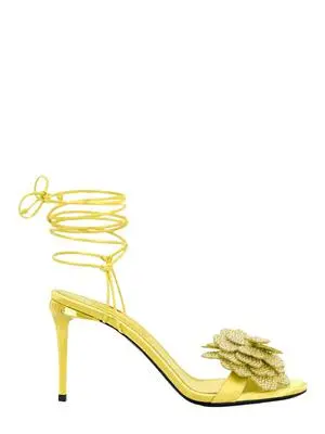 Philipp Plein PHILIPP PLEIN Strass Flower Lace-Up Sandals Yellow