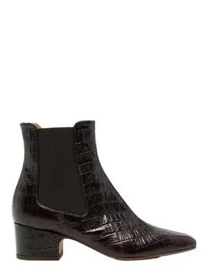 Chie Mihara Coronel Crocodile-effect Ankle Boots - Brown