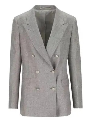 Tagliatore Double-breasted Peak Lapel Blazer - Grey