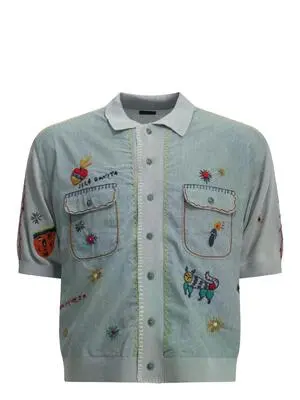 Kapital Embroidered Panelled Shirt - Blue