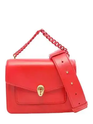 BVLGARI 2010-2026 Leather Serpenti Forever Maxi Chain Top Handle Bag Satchel - Red