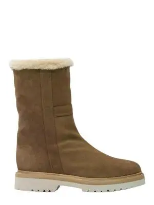 MARETTO Shearling-trim Suede Boots - Brown