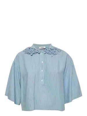 Sandro Peter-pan Collar Pinstripe Shirt - Blue