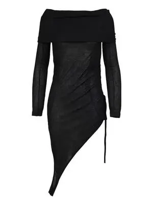 BOHEMSEO Asymmetric Ruched Off-shoulder Top - Black