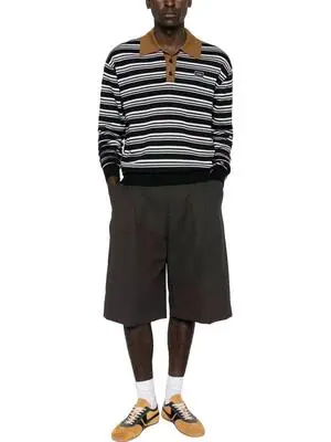 Drole De Monsieur Striped Long-sleeve Polo Shirt - Blue