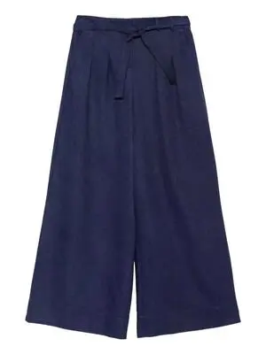 MAISON123 Belted Wide-leg Trousers - Blue