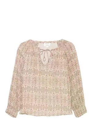 MAISON123 Damia Floral-print Tie-neck Blouse - Neutrals