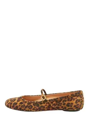GIANVITO ROSSI Leopard-pattern Ballet Flats Brown