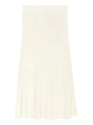 MAISON123 Cable-knit Pleated Midi Skirt - Neutrals