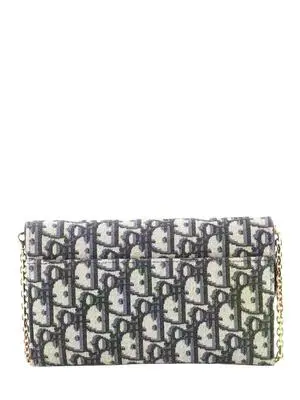 Dior Oblique Canvas Saddle Chain Wallet Cross Body Bag - Blue