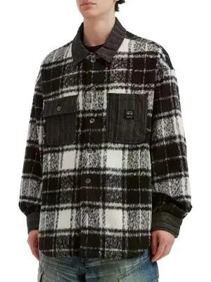 FIVE CM Check-pattern Patch-pocket Shirt - Black