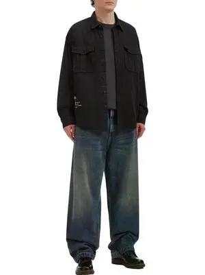 Izzue Patch-detail Flap-pocket Shirt - Black