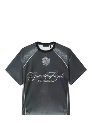 FIVE CM Graphic-print Mesh T-shirt - Grey
