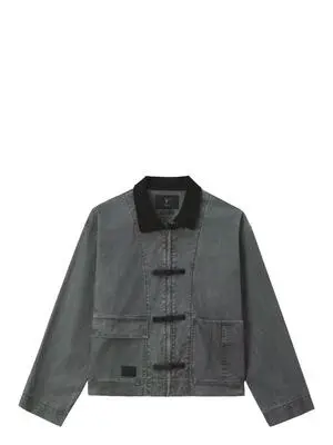 FIVE CM Frog-fastening Corduroy-collar Jacket - Grey