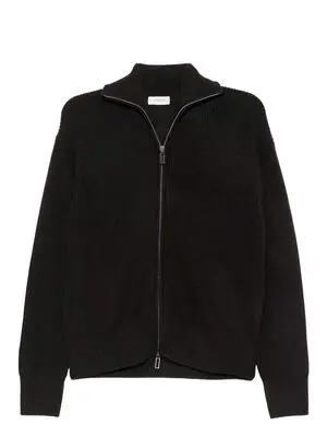 PAOLO PECORA Ribbed-knit Zip-up Sweater - Brown