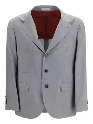 Brunello Cucinelli Single-breasted Notched-lapel Blazer - Grey