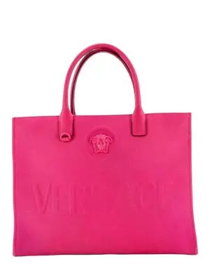 Versace Versace La Medusa Embossed Canvas Large Tote Bag Pink