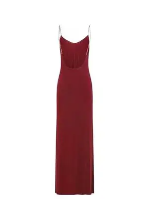 Saint Laurent Cassandre-chain Backless Dress In Knit - Red