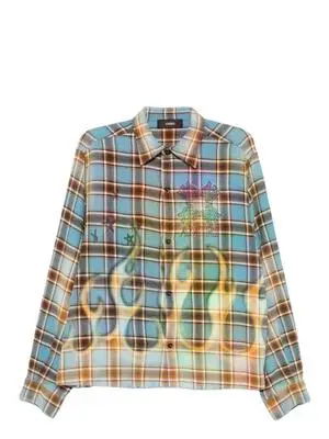 Amiri Ma Quad Flames Flannel Shirt - Blue