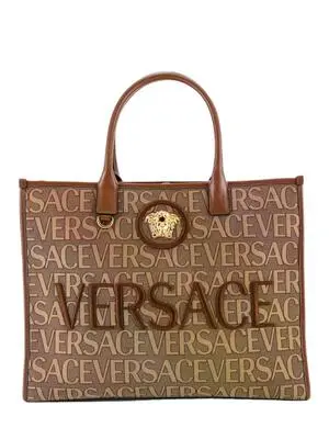VERSACE Versace Allover Medusa Printed Jacquard Canvas Large Tote Bag