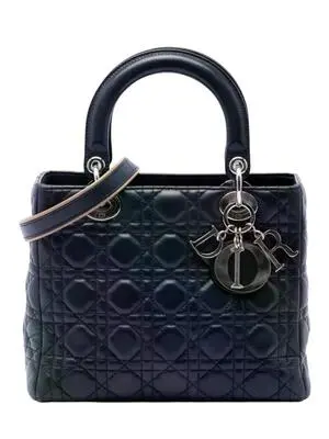 Dior 2010 Medium Lambskin Cannage Lady Satchel - Black