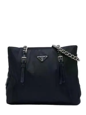 Prada Tessuto Chain Tote Bag - Black