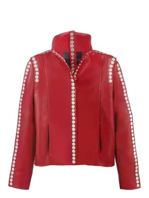 DANCASSAB ELVIS STUDDED LEATHER JACKET Red