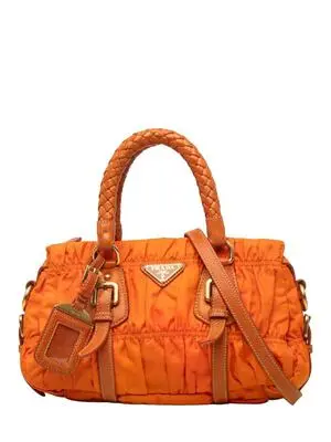 Prada 2006-2013 Tessuto Gaufre Satchel - Orange