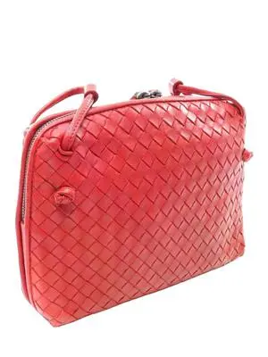 Bottega Veneta Nodini Intrecciato Shoulder Bag - Red