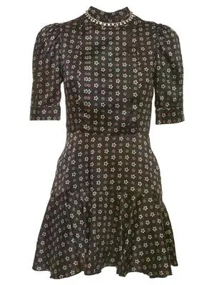 SANDRO SANDRO Crystal-Embellished Star-Print Mini Dress