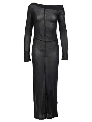 BOHEMSEO Off-shoulder Sheer Maxi Dress - Black