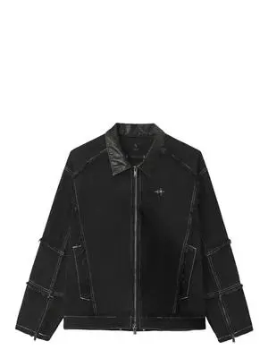 FIVE CM Raw-edge Panelled Denim Jacket - Black