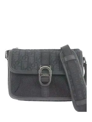 Dior Oblique Jacquard And Mesh Messenger Bag Crossbody Bag - Black