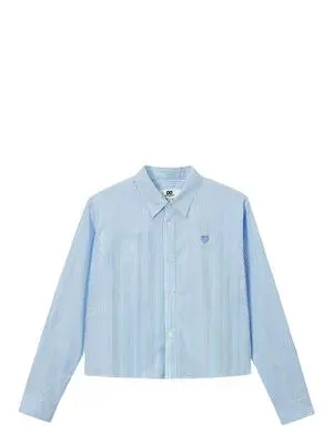 CHOCOOLATE Striped Heart-patch Shirt - Blue