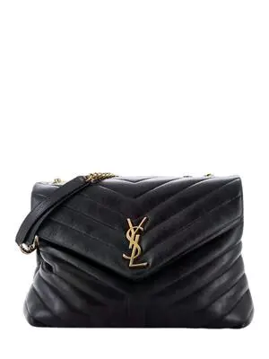 Saint Laurent Loulou Matelasse Chevron Leather Medium Shoulder Bag - Black