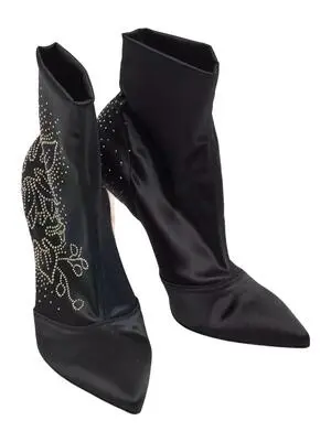 GIANVITO ROSSI Flore Crystal-embellished Ankle Boots - Black