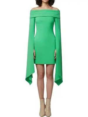 Solace London Mila Off-shoulder Mini Dress - Green
