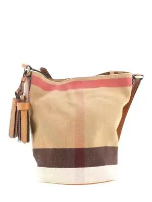 Burberry Ashby House Check Canvas Bucket Bag - Brown