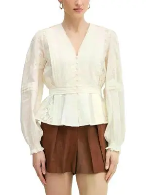 SILVIAN HEACH Lace-panelled Pleated Blouse - Yellow