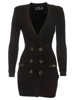 Elisabetta Franchi Rib-knit Mini Dress - Black