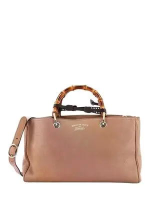 Gucci Leather Medium Bamboo Shopper Tote Bag - Neutrals