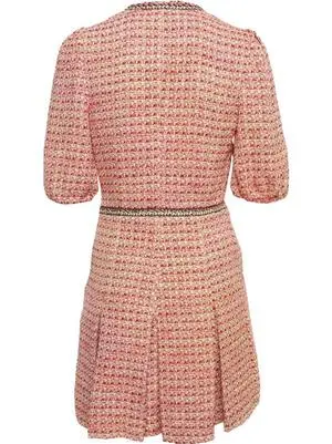 Maje Pleated Tweed Mini Dress - Neutrals