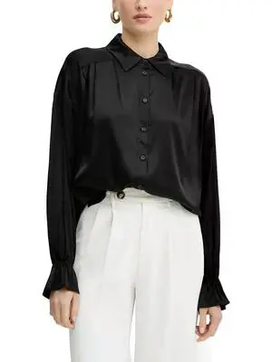 SILVIAN HEACH Botha Ruffle-cuff Satin Shirt - Black