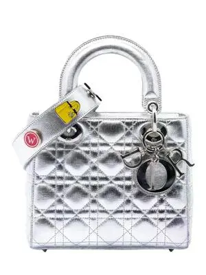 Dior Metallic Lambskin Cannage My Abcdior Lady Satchel - Silver