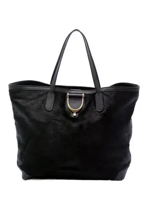 Gucci GUCCI Pony Hair Stirrup Tote Bag Black