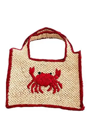 ZANATANY CONCEPTS Zanatany Concepts Raffia Crab Tote Red