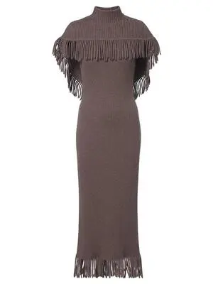 Simkhai Jordan Caped Wool And Cashmere Maxi Dress - Brown